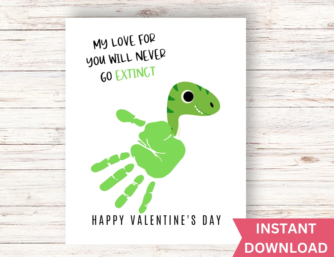Dinosaur Valentine's Handprint Art Valentine's Day Handprint Art ...