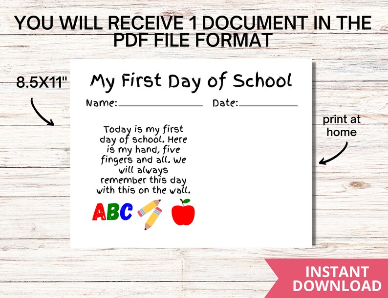 First Day of School Handprint Art Craft Keepsake | Back to School ...