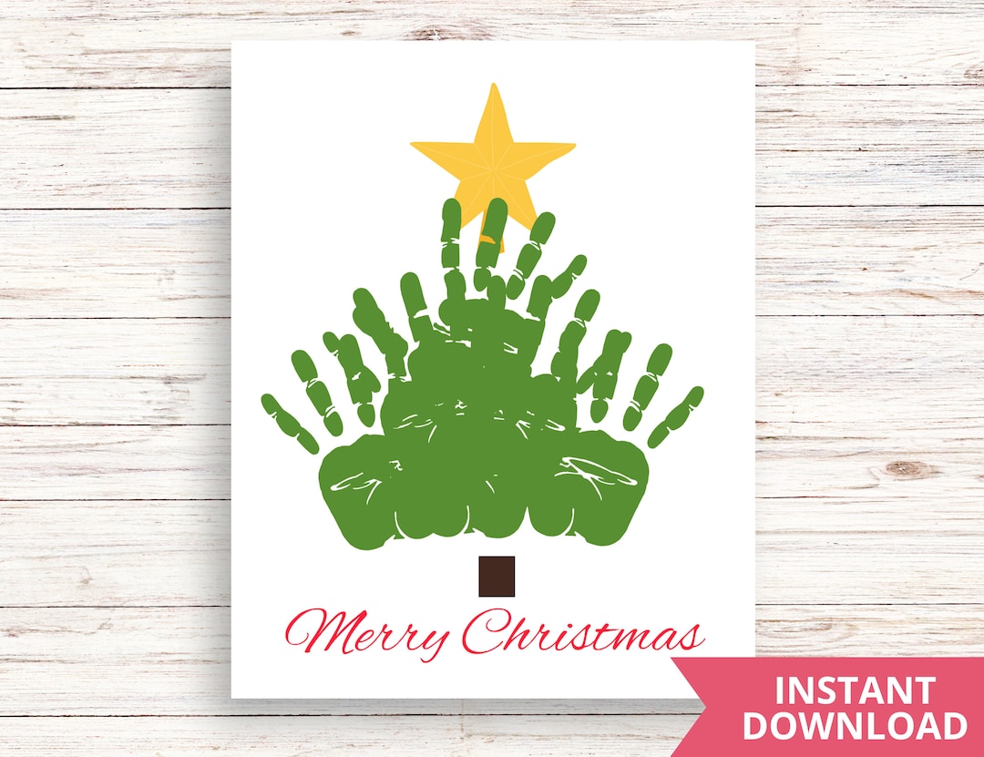 Christmas Tree Handprint Art Craft Keepsake | Kids Handprint Christmas ...