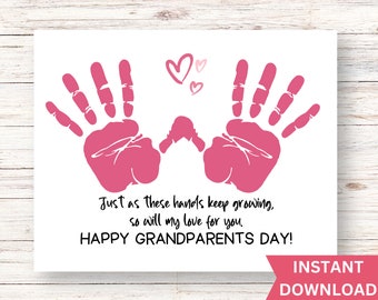 Happy Grandparents Day 2024 Handprint Art Card Keepsake Grandparents ...