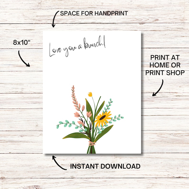 Love You a Bunch Flower Handprint Memory Keepsake, Kids, Baby, Toddlers ...