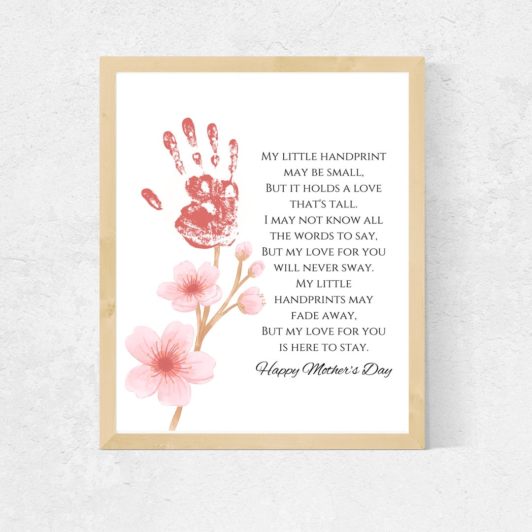 Mothers Day Handprint Poem, Floral Print Keepsake Handprint, Kids ...