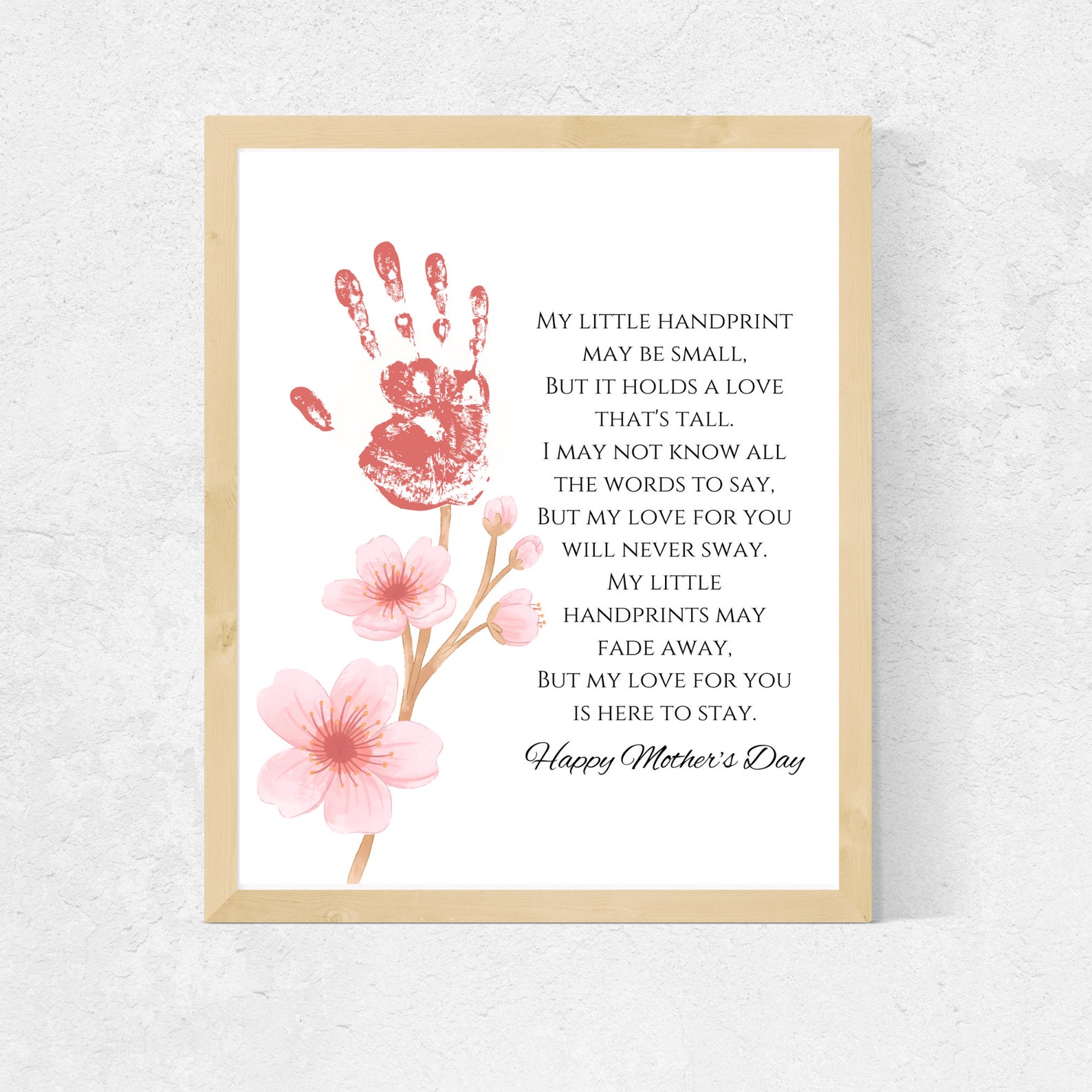Mothers Day Handprint Poem, Floral Print Keepsake Handprint, Kids ...