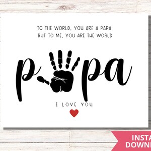 Papa Handprint Printable| Handprint Poem for Father's Day Gift |kids ...