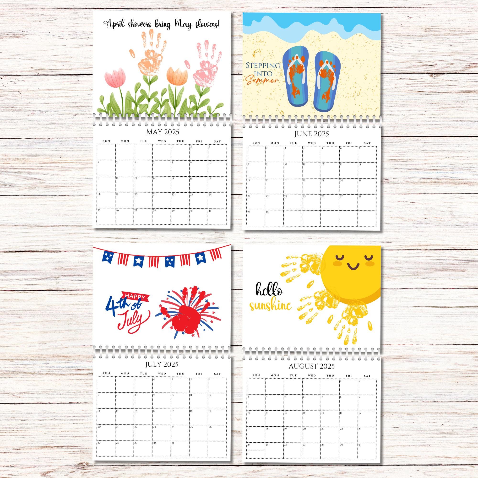 2025 Handprint Calendar, Monthly Handprint Art, Memory Keepsake, Kids ...