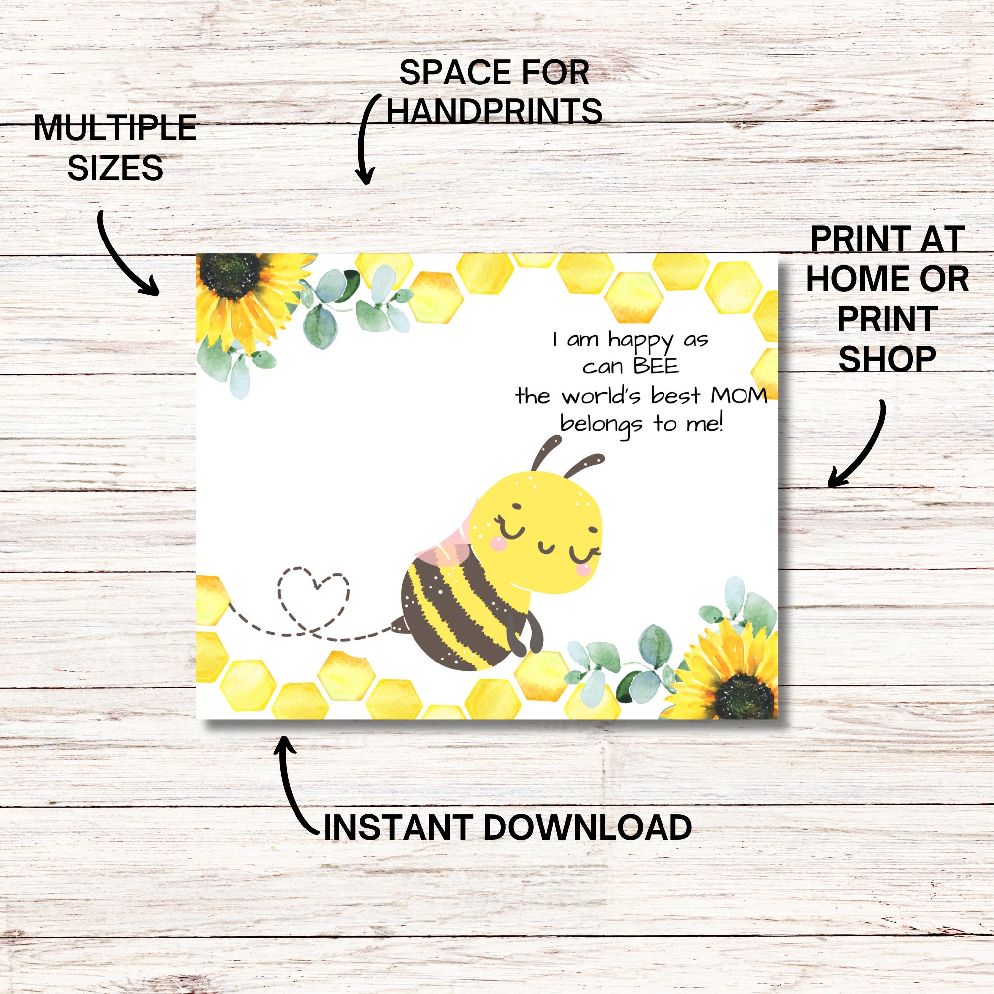 Mothers Day Handprint Art Bee| Handprint Mothers Day Gifts | Mothers ...