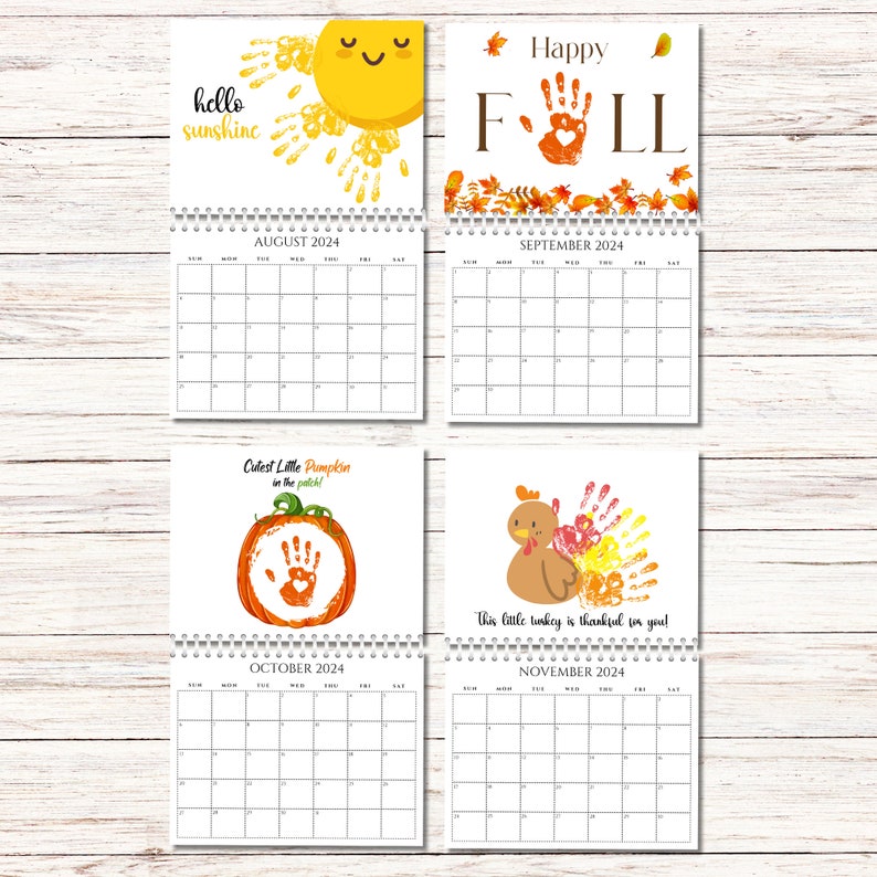 2024 Handprint Footprint Calendar, 12 Month Handprint Art Craft Memory ...