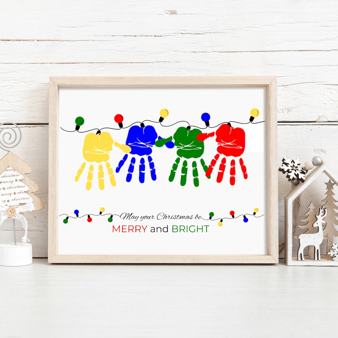 Christmas Lights Handprint Art Craft| Merry and Bright Handprint ...