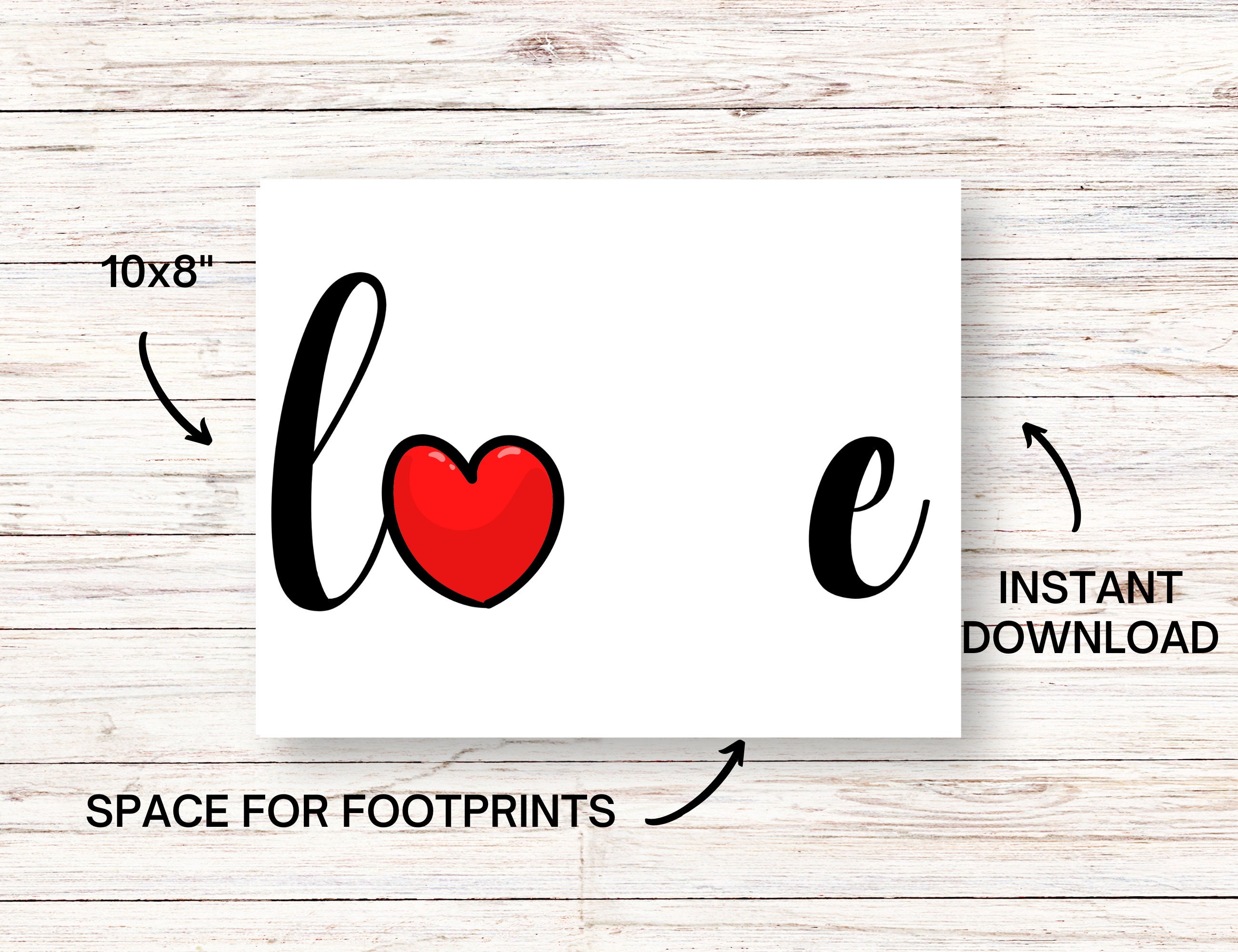 LOVE Footprint Art Craft| Footprint Art Printable| Footprint Keepsake ...