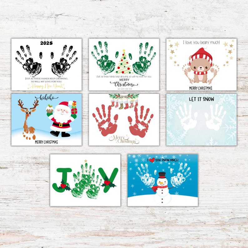 Christmas Handprint Footprint Art Bundle, Holiday Keepsake, Fun Family ...