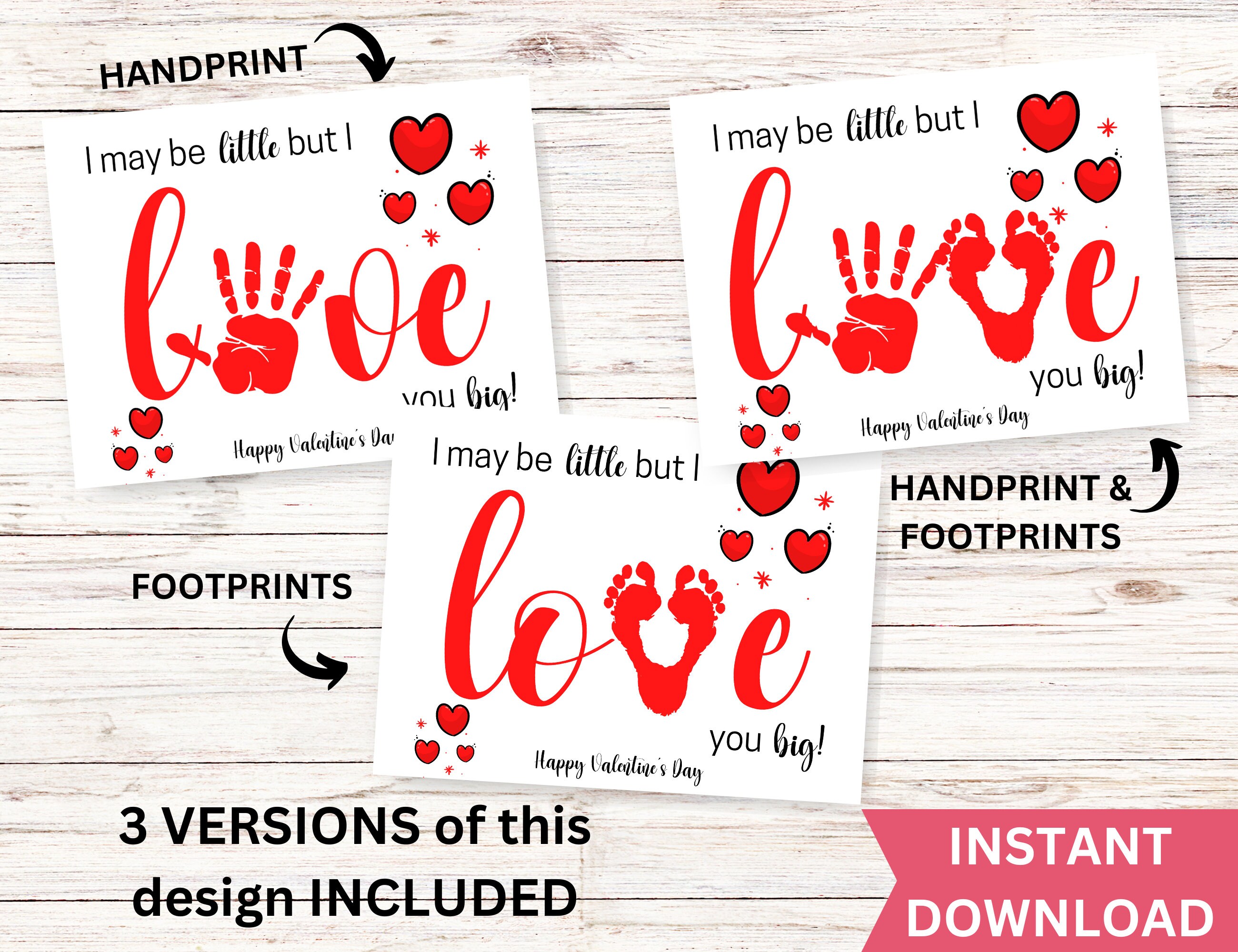 Valentine Handprint Handprint Art Printable Valentines Craft Handprint ...