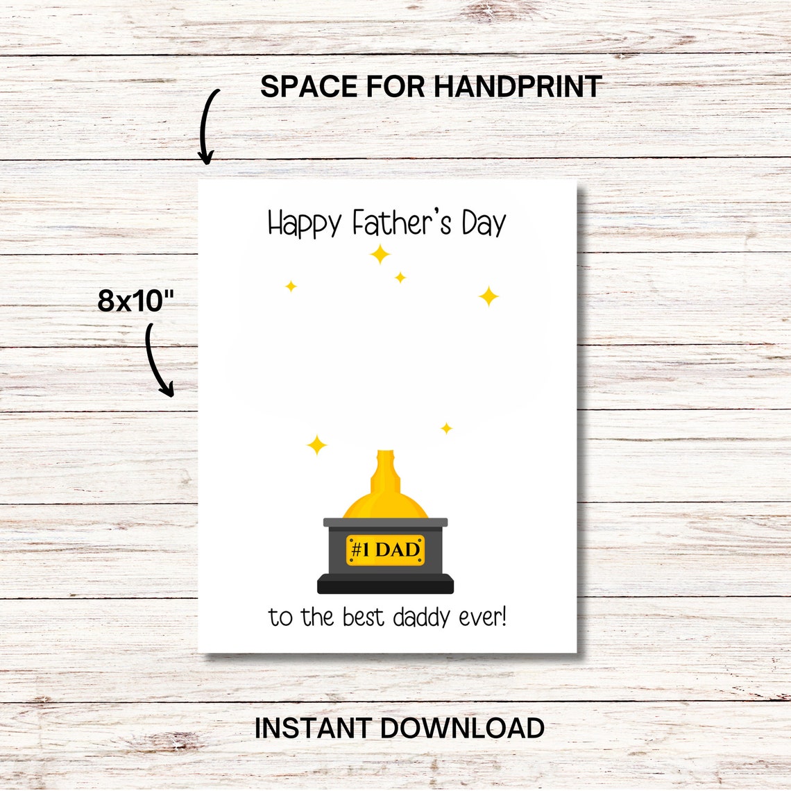 Handprint Trophy for Dad, DIY Father's Day Gift, Kids Keepsake Art ...