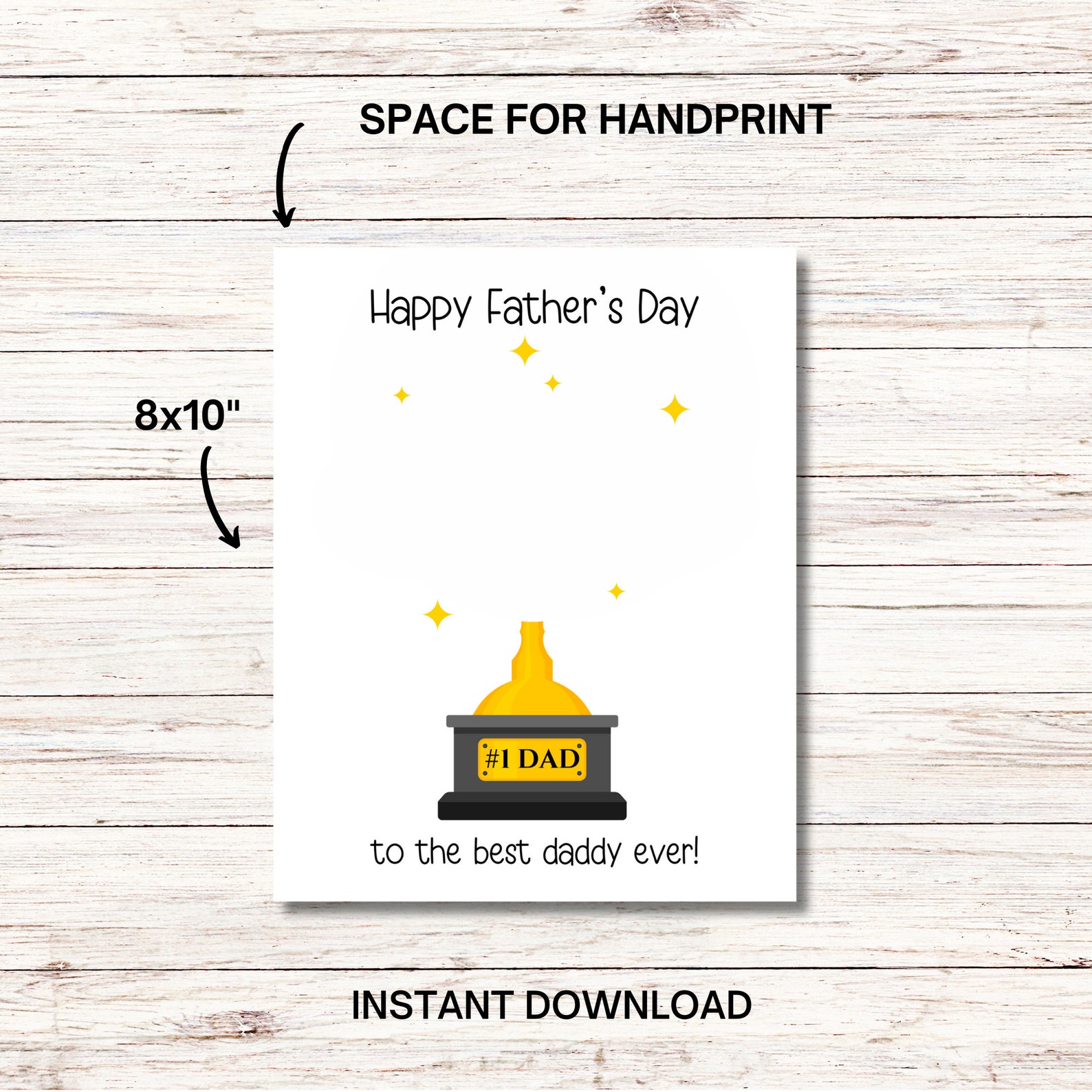 Handprint Trophy for Dad, DIY Father's Day Gift, Kids Keepsake Art ...