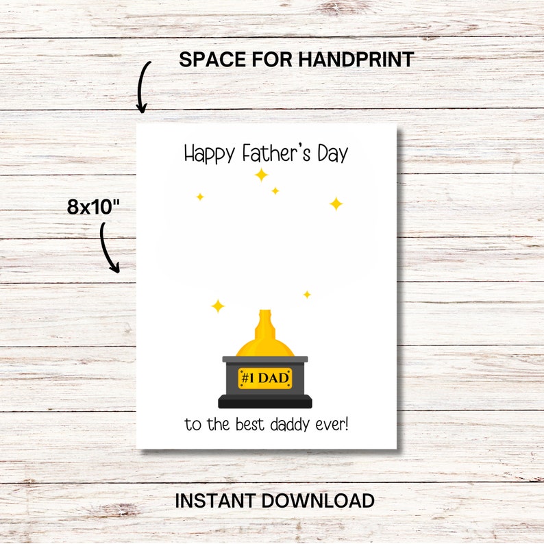 Handprint Trophy for Dad, DIY Father's Day Gift, Kids Keepsake Art ...