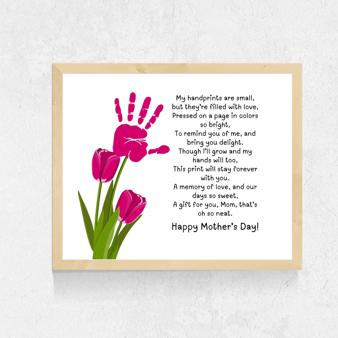 Mother's Day Handprint Poem, Kids Handprint Flower for Mom, Grandma or ...