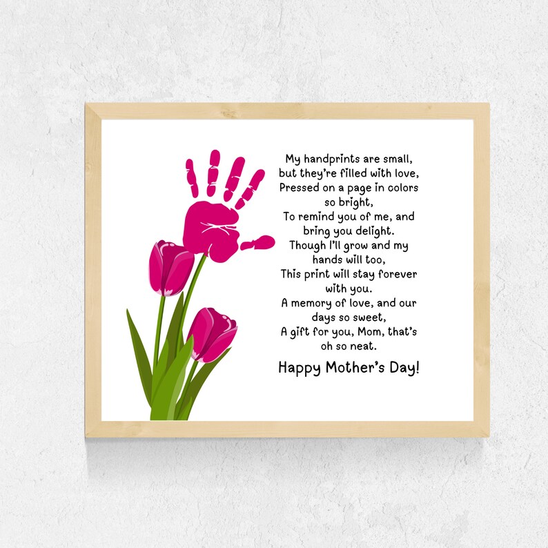Mother's Day Handprint Poem, Kids Handprint Flower for Mom, Grandma or ...
