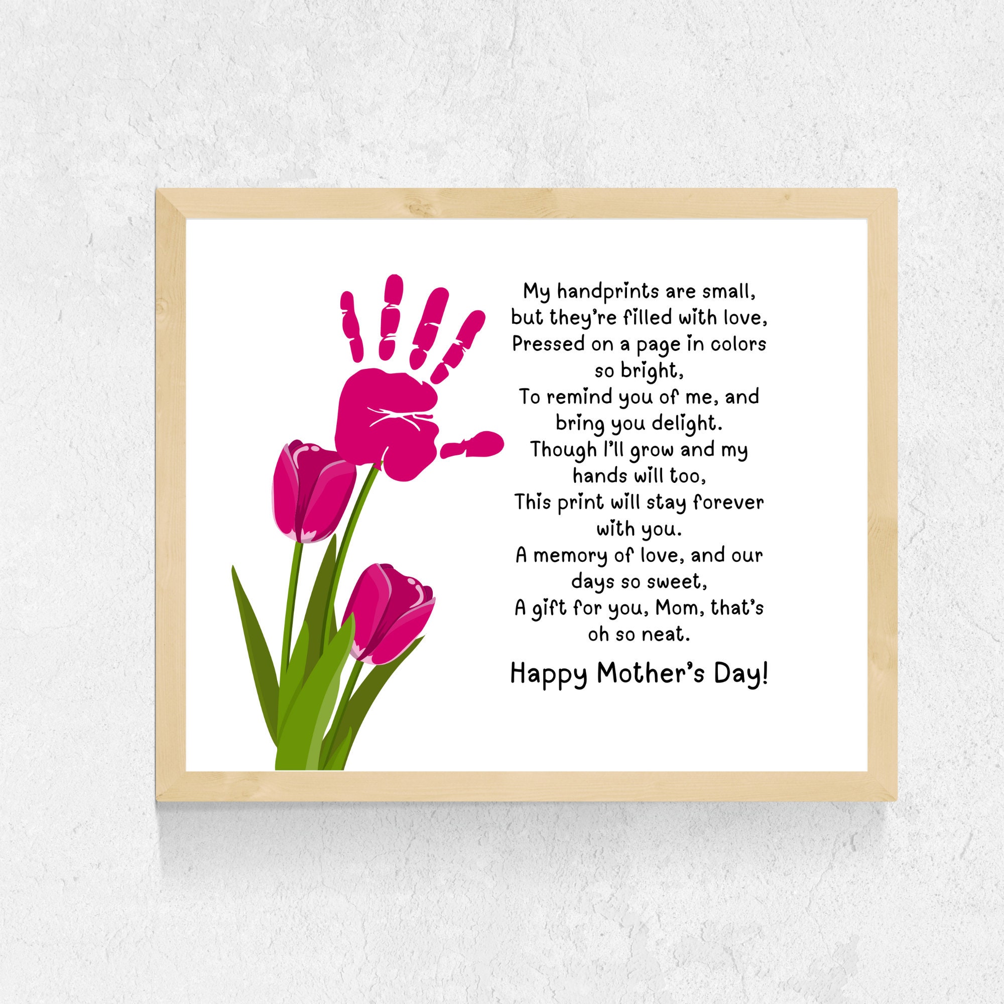 Mother's Day Handprint Poem, Kids Handprint Flower for Mom, Grandma or ...