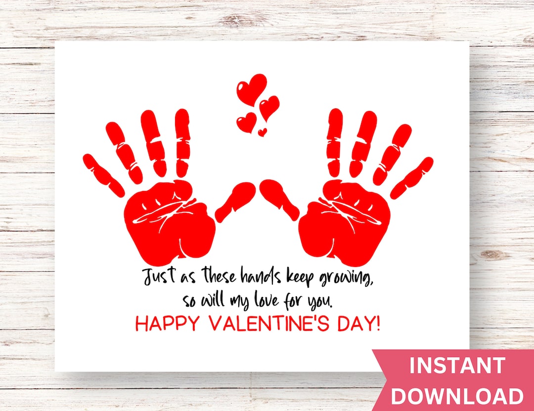 Valentine Handprint | Handprint Art Printable| Valentines Craft ...