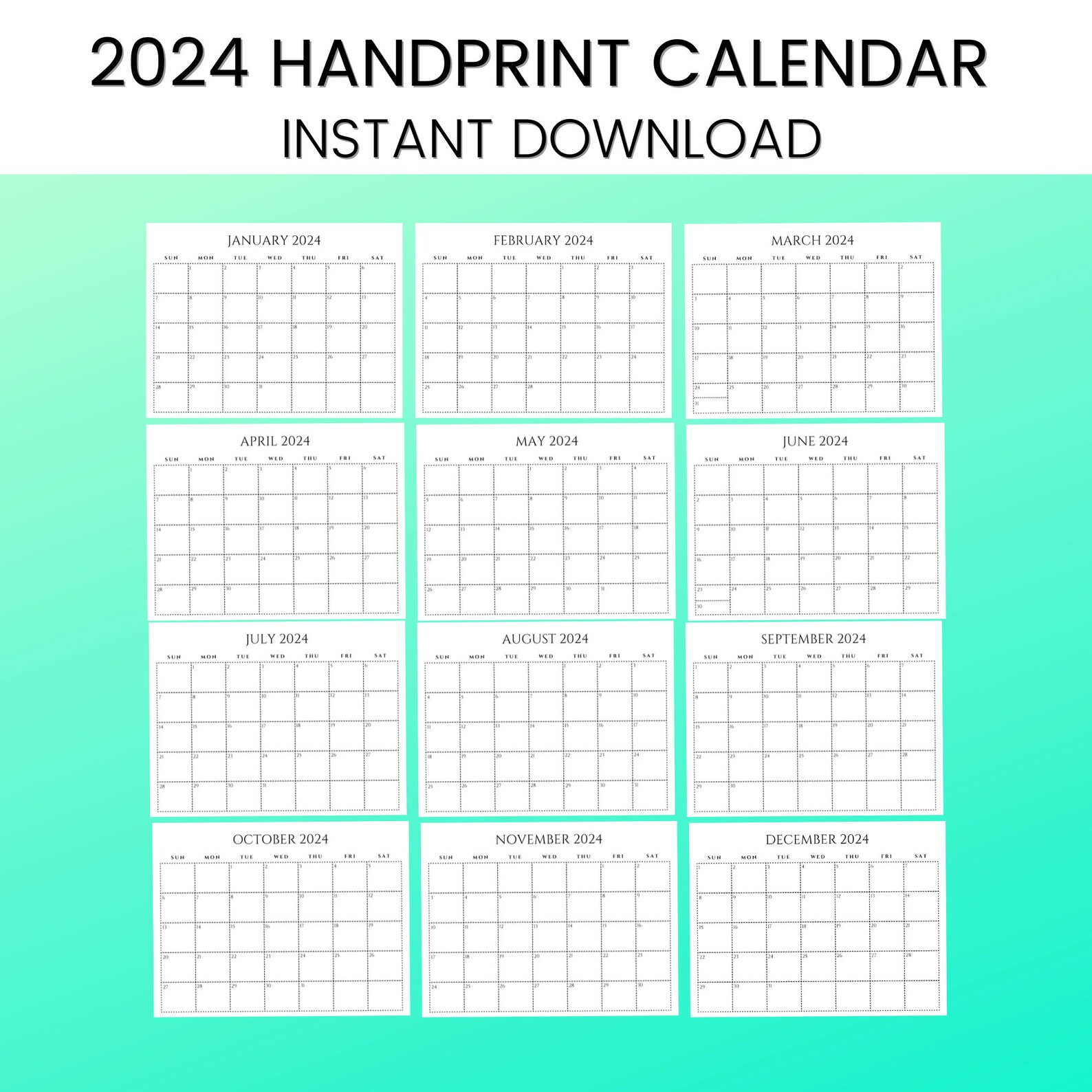 2024 Handprint Footprint Calendar, 12 Month Handprint Art Craft Memory ...