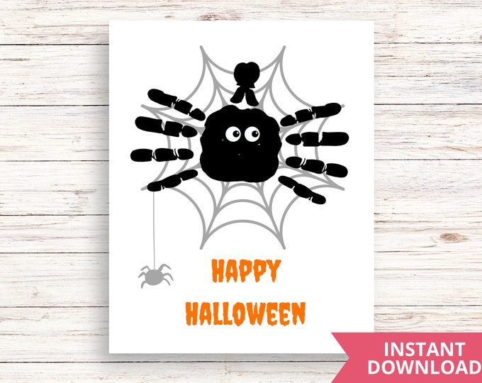 Halloween Spider Handprint Craft Template - Handprint Art Kit for Kids ...