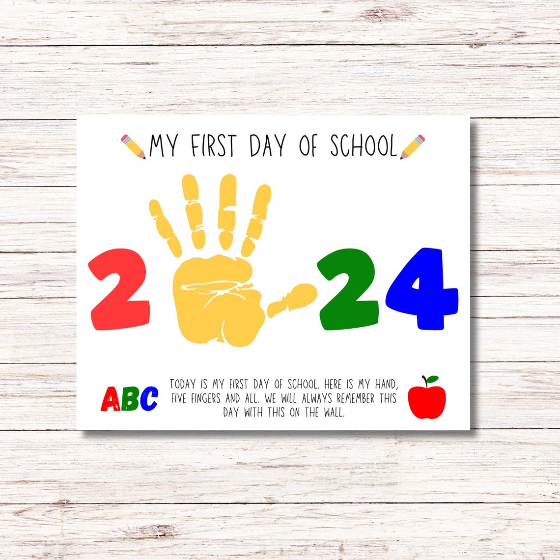 First Day of School 2024 Handprint Craft, Back to School Poem Handprint ...
