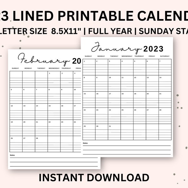 Printable Calendar 2023 Portrait - Etsy