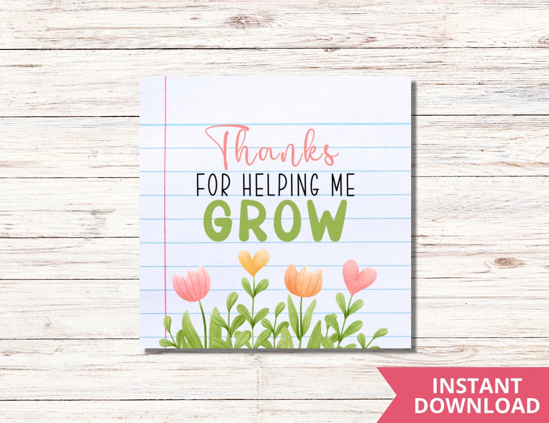 Thanks for Helping Me Grow Succulent Tag| Teacher Appreciation Tags ...