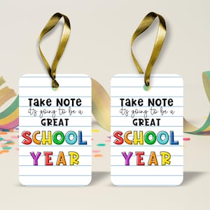 Teacher Appreciation Gift Tag Take Note, First Day of School Gift Tags ...