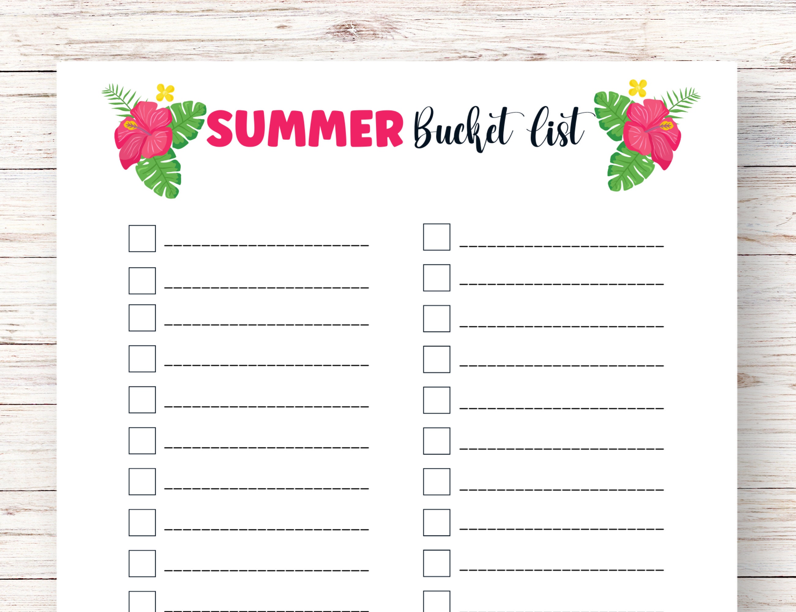 Summer Bucket List Printable for Kids Template | Summer Break ...