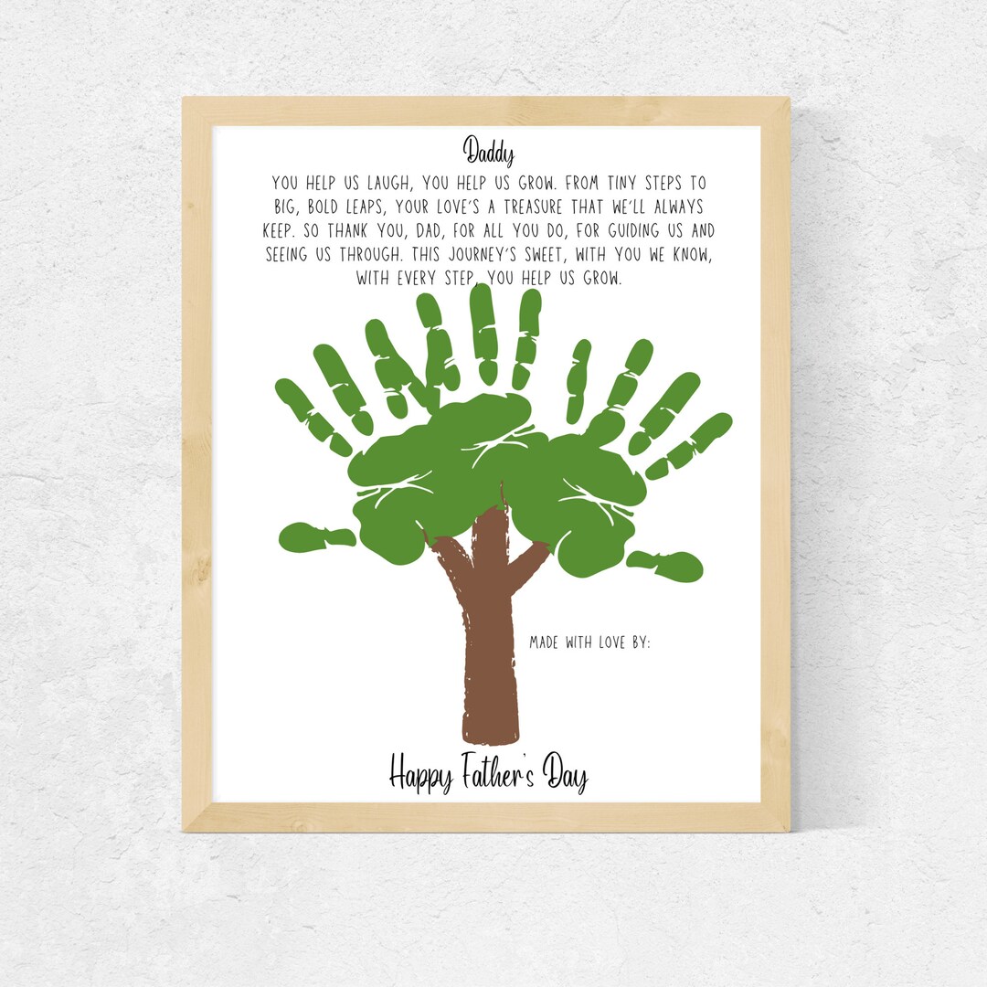 Father Day Handprint Tree Gift From Kids, Fathers Day Card, Handprint ...