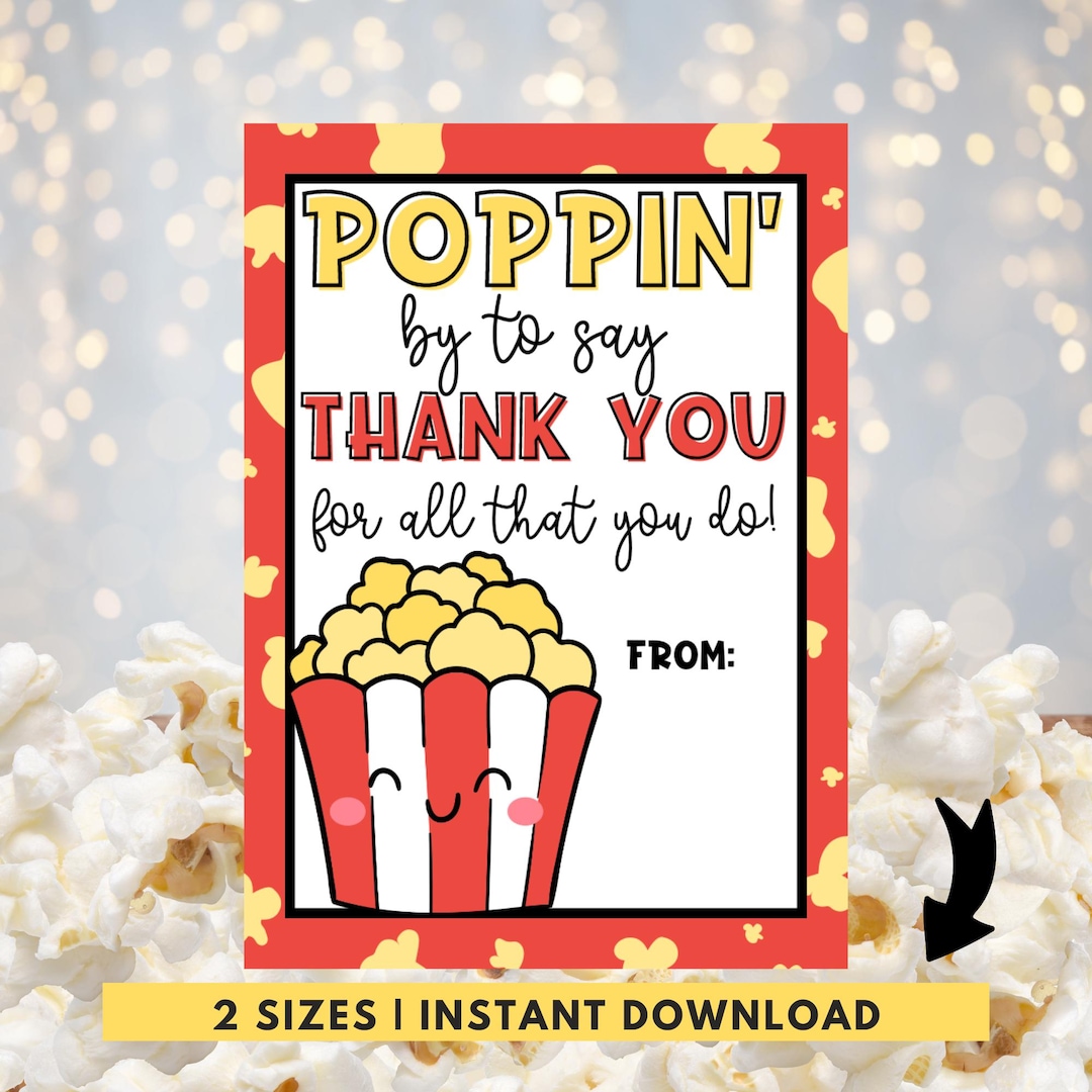 Popcorn Teacher Appreciation Tag, Employee Appreciation Snack Tag ...