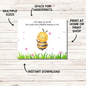 Handprint Art Printable for Grandmother| Bee Mothers Day Handprint Art ...