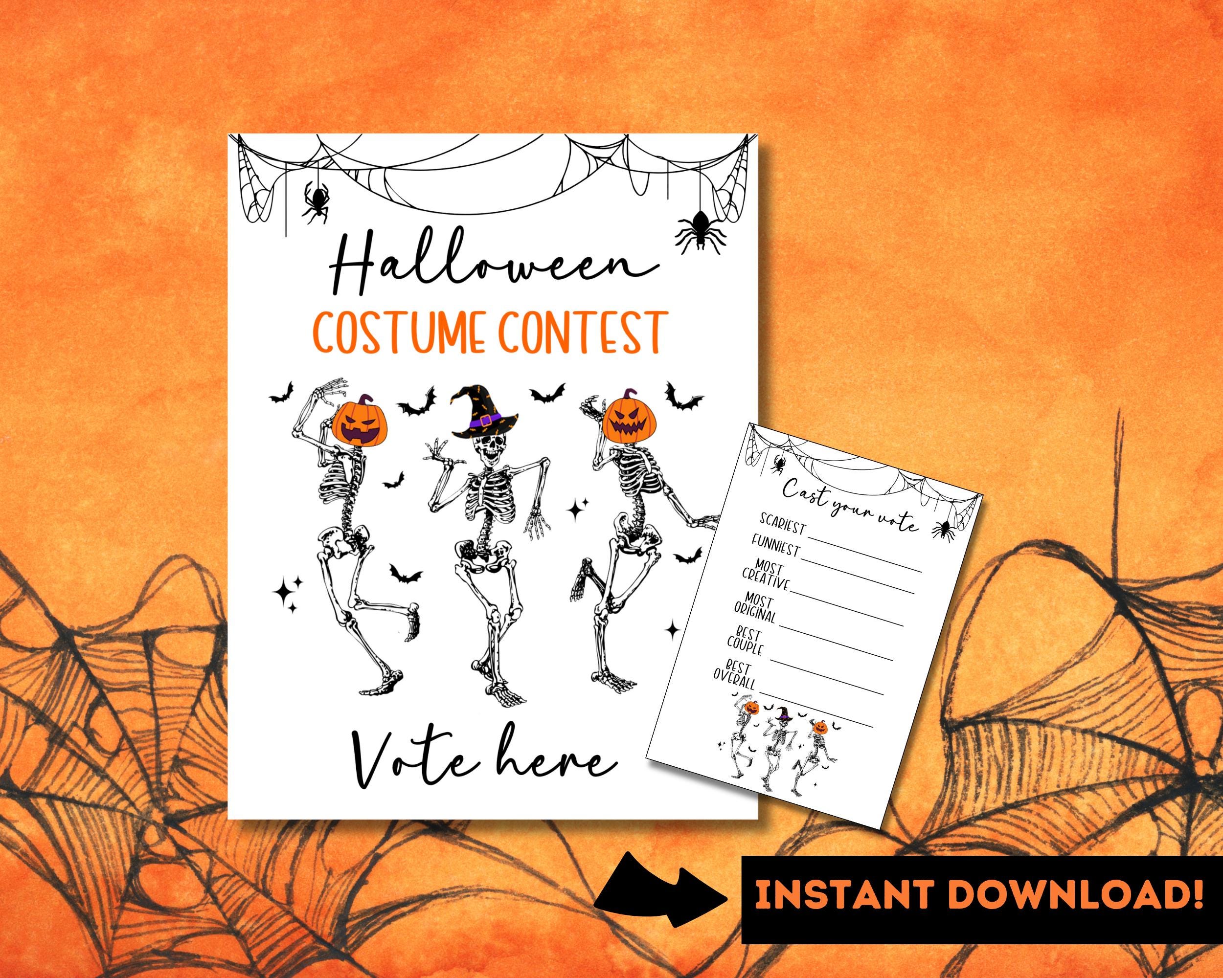 Halloween Costume Contest Voting Cards Digital Download - Etsy