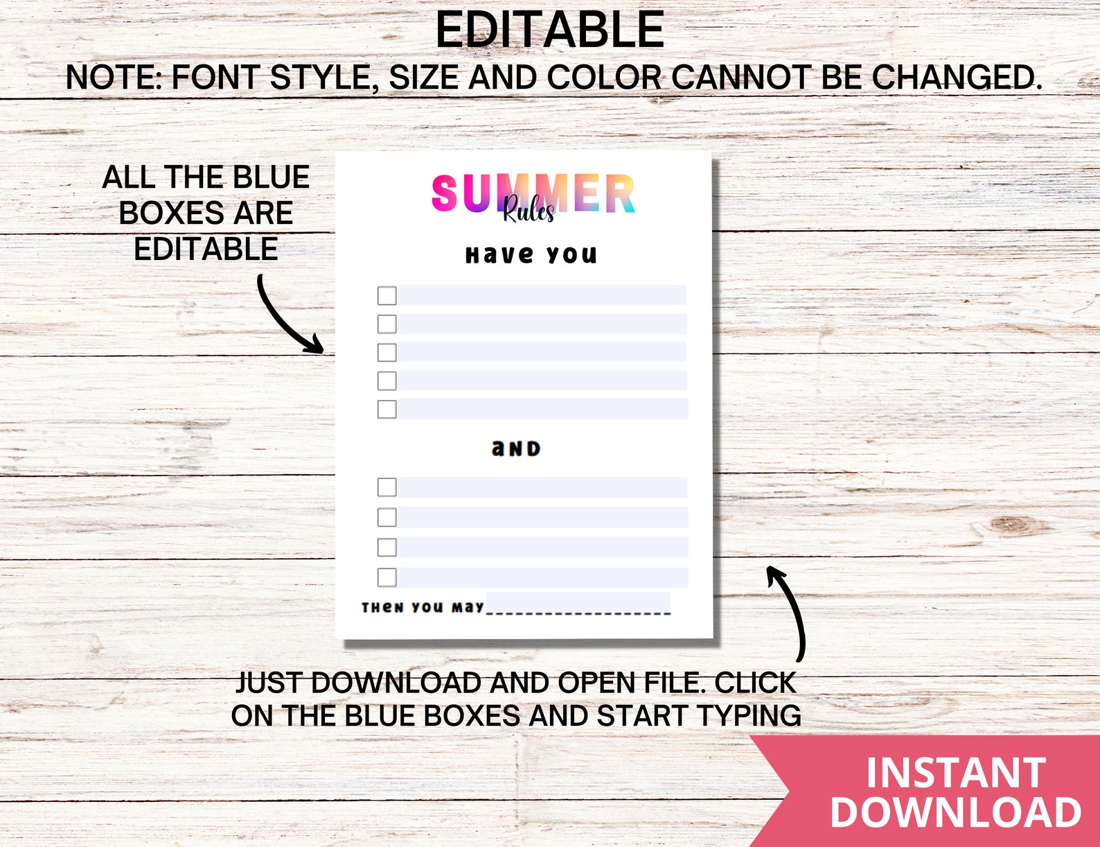 Summer Rules Printable | Summer Routine| Summer Screen Time Rules ...
