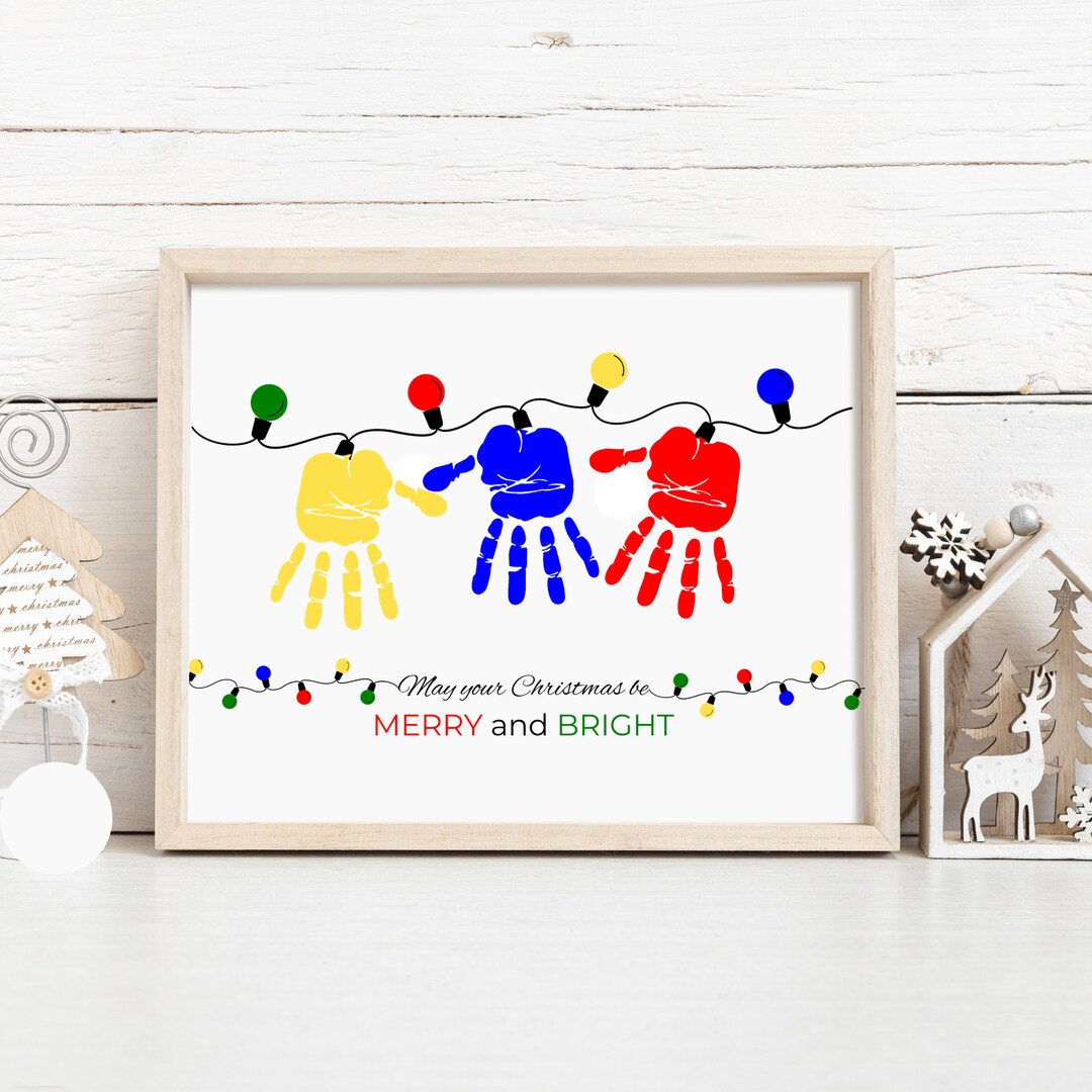 Christmas Lights Handprint Art Craft | Kids Christmas Handprint Art ...