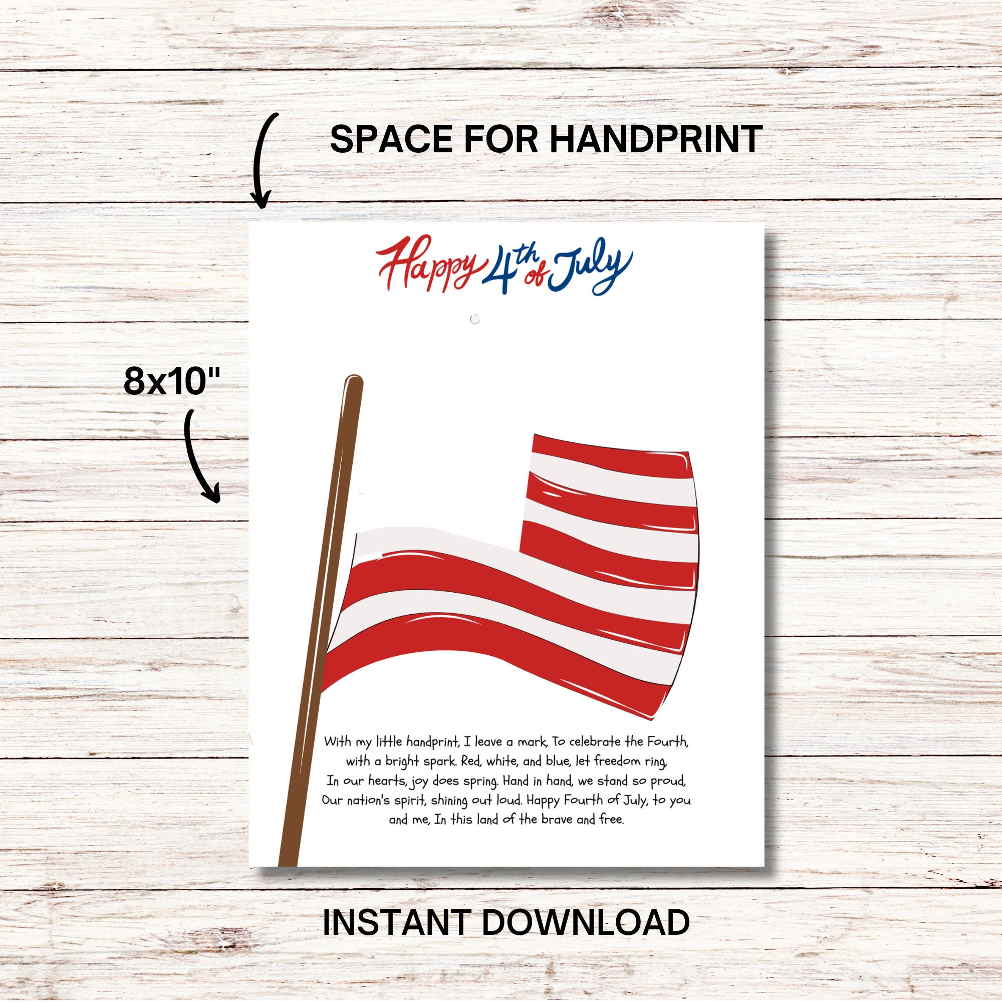 July 4th Handprint Art, 4th of July Handprint Craft, Handprint American ...