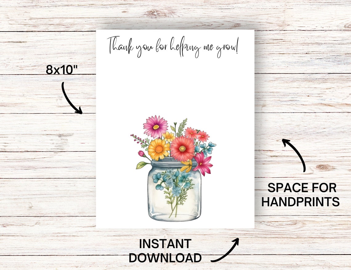 Thank You for Helping Me Grow Handprint| Printable Spring Crafts for ...