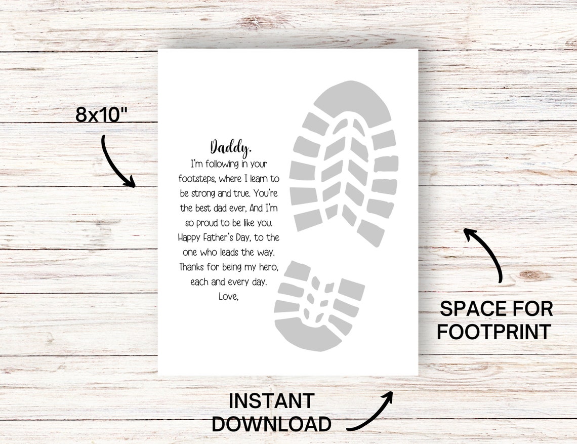 Father's Day Footprint Poem| Gift for Dad | Kids Baby Toddler Keepsake ...