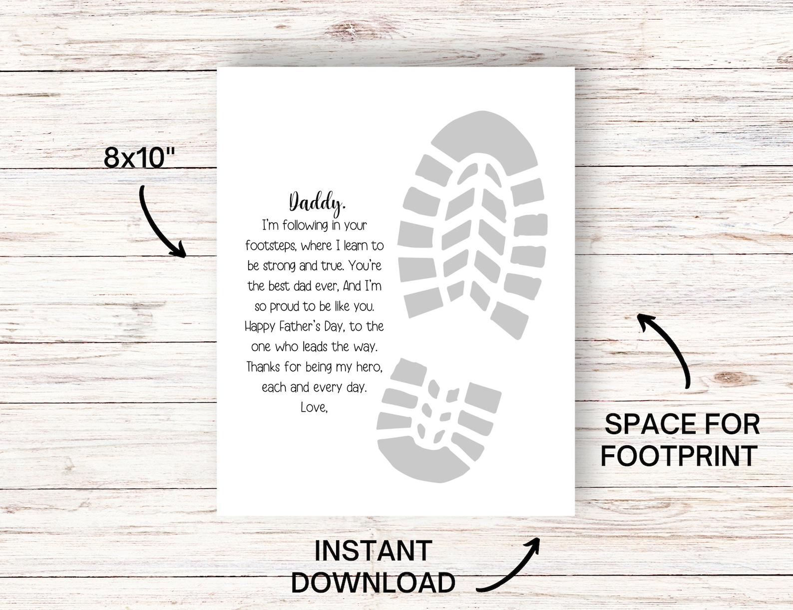 Father's Day Footprint Poem| Gift for Dad | Kids Baby Toddler Keepsake ...