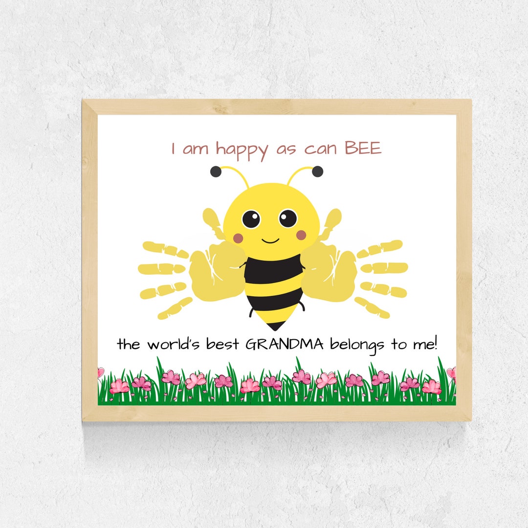 Handprint Art Printable for Grandmother| Bee Mothers Day Handprint Art ...