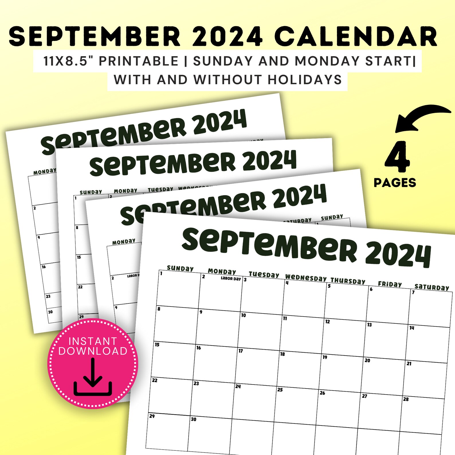September 2024 Calendar Printable PDF september Calendar 2024 september ...