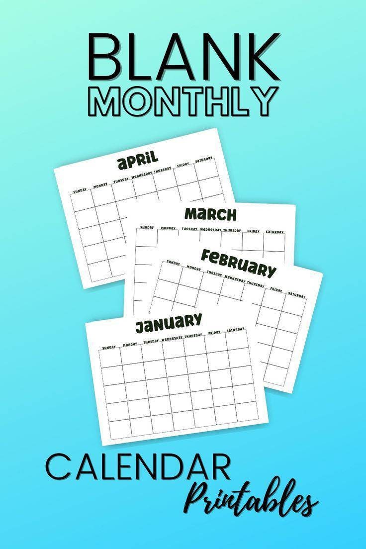 12 Month Printable Blank Calendar| Monthly Calendar Printable | 12 ...
