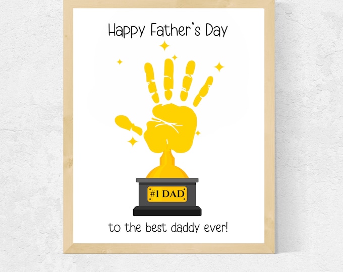 Father's Day Handprint Art | Best Dad Trophy | Gift for Daddy From Kids ...