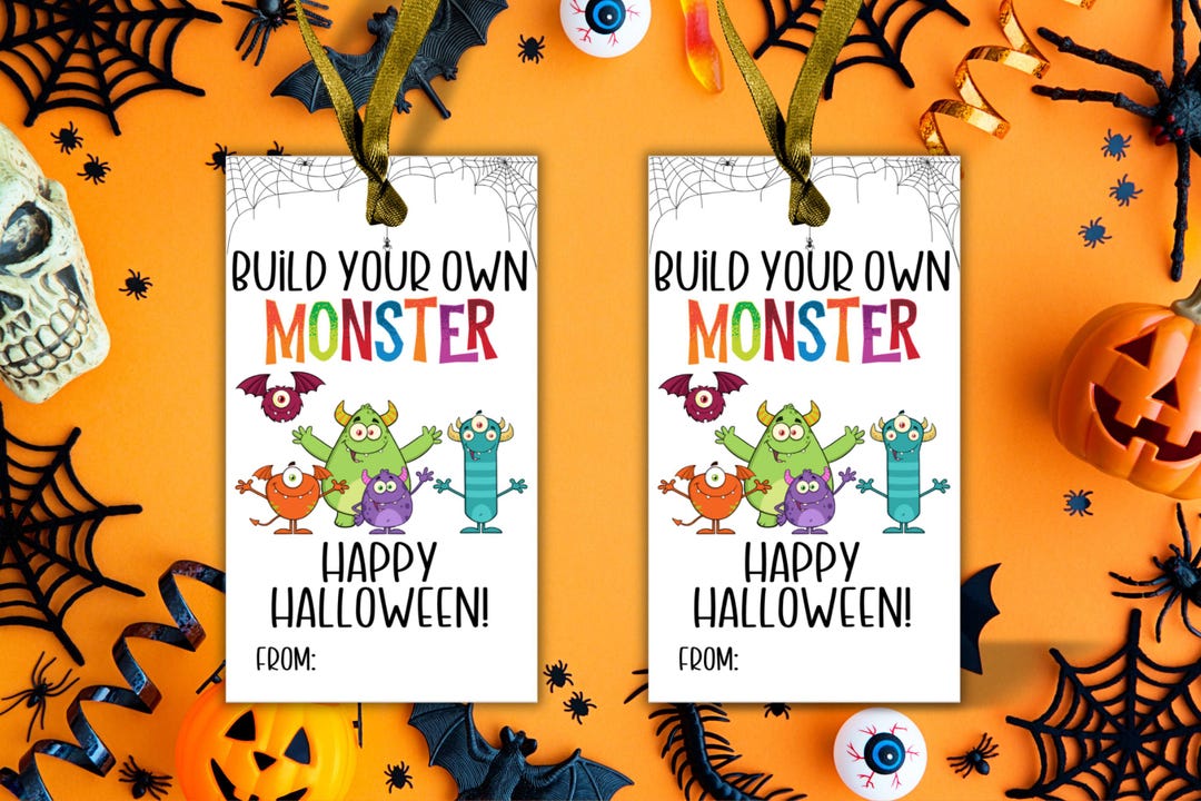 Build Your Own Monster, Halloween Printable Gift Tag Party Favor ...