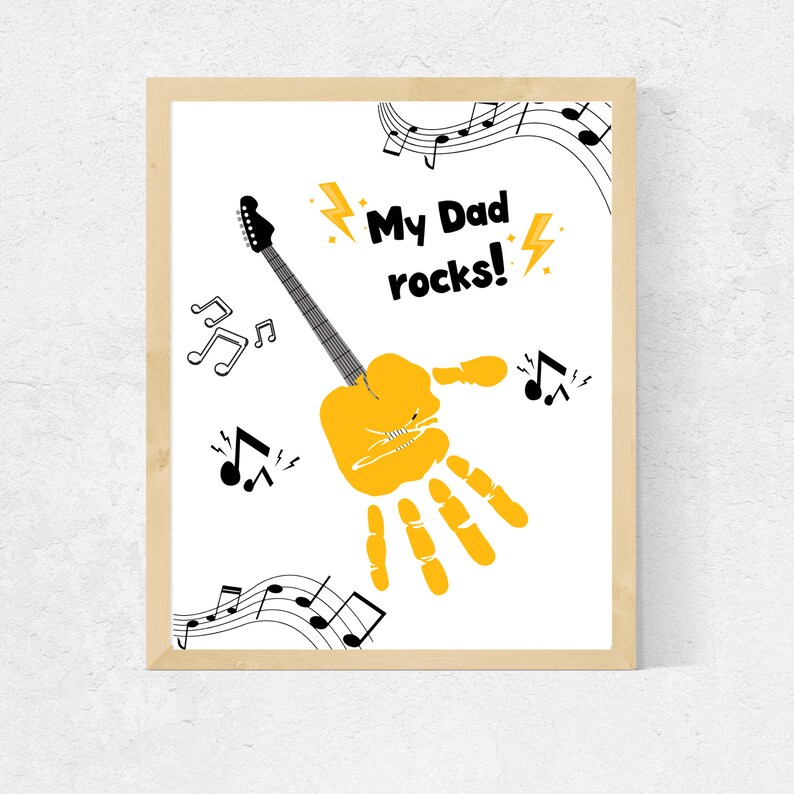 My Dad Rocks Printable Handprint Craft, Gift From Kids, Fathers Day ...