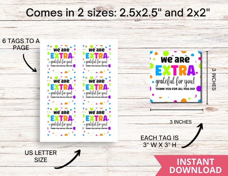 Teacher Appreciation " We Are EXTRA Grateful" Tags for Gum| Teacher ...
