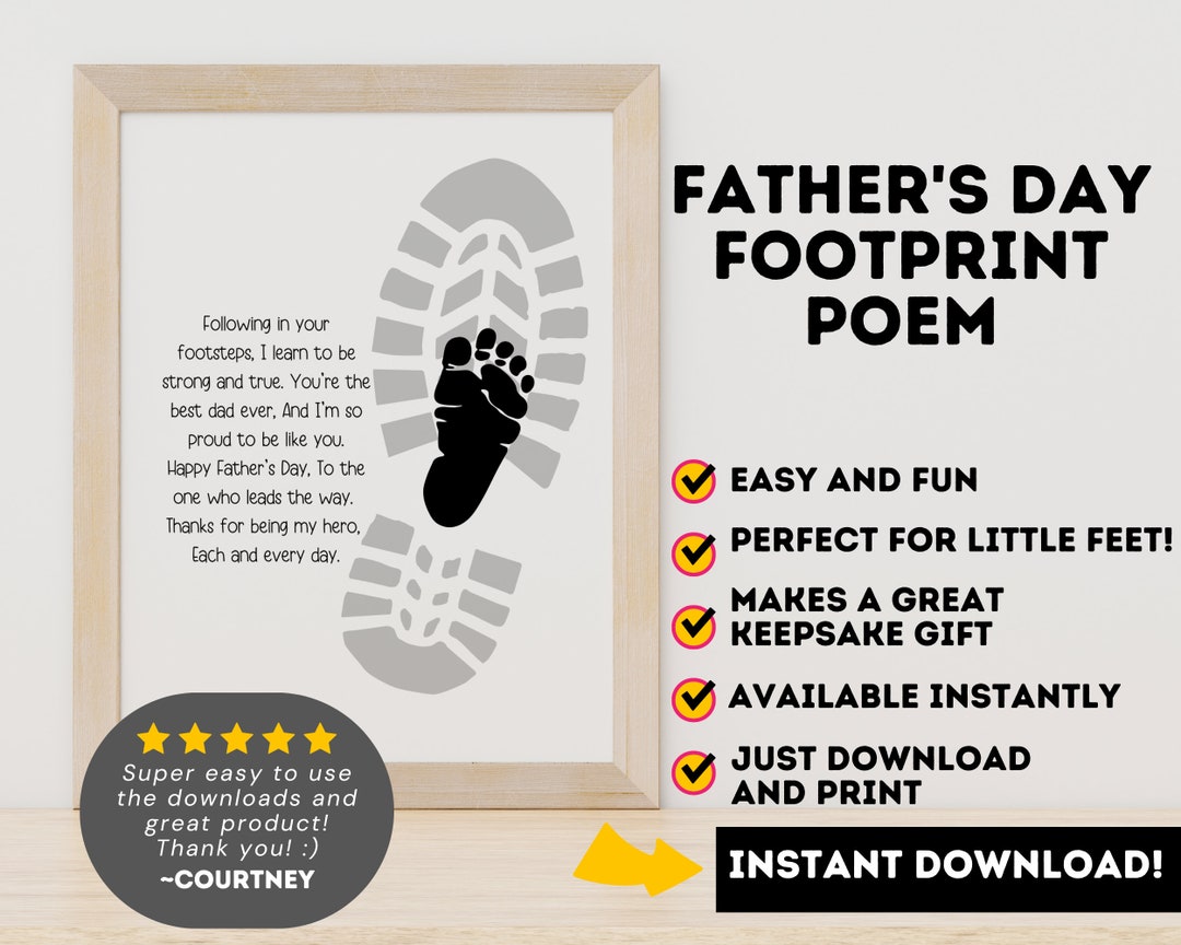 Father's Day Footprint Poem| Gift for Dad | Kids Baby Toddler Keepsake ...