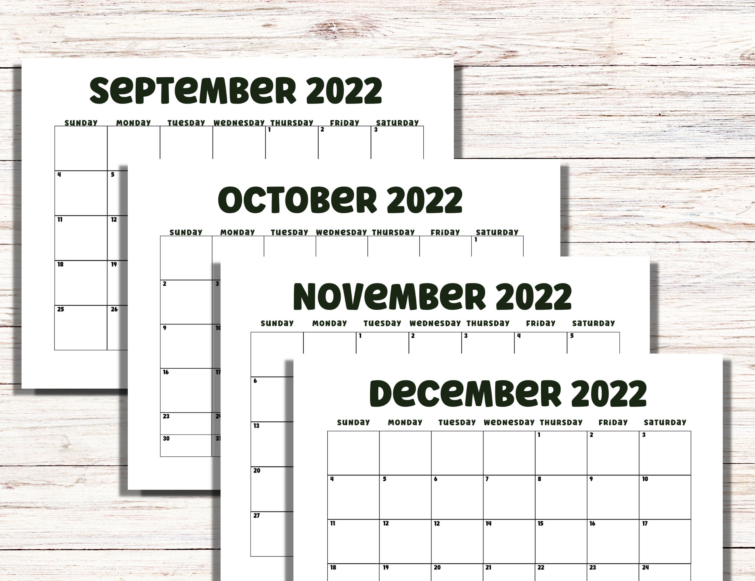 November December 2022 Calendar Printable