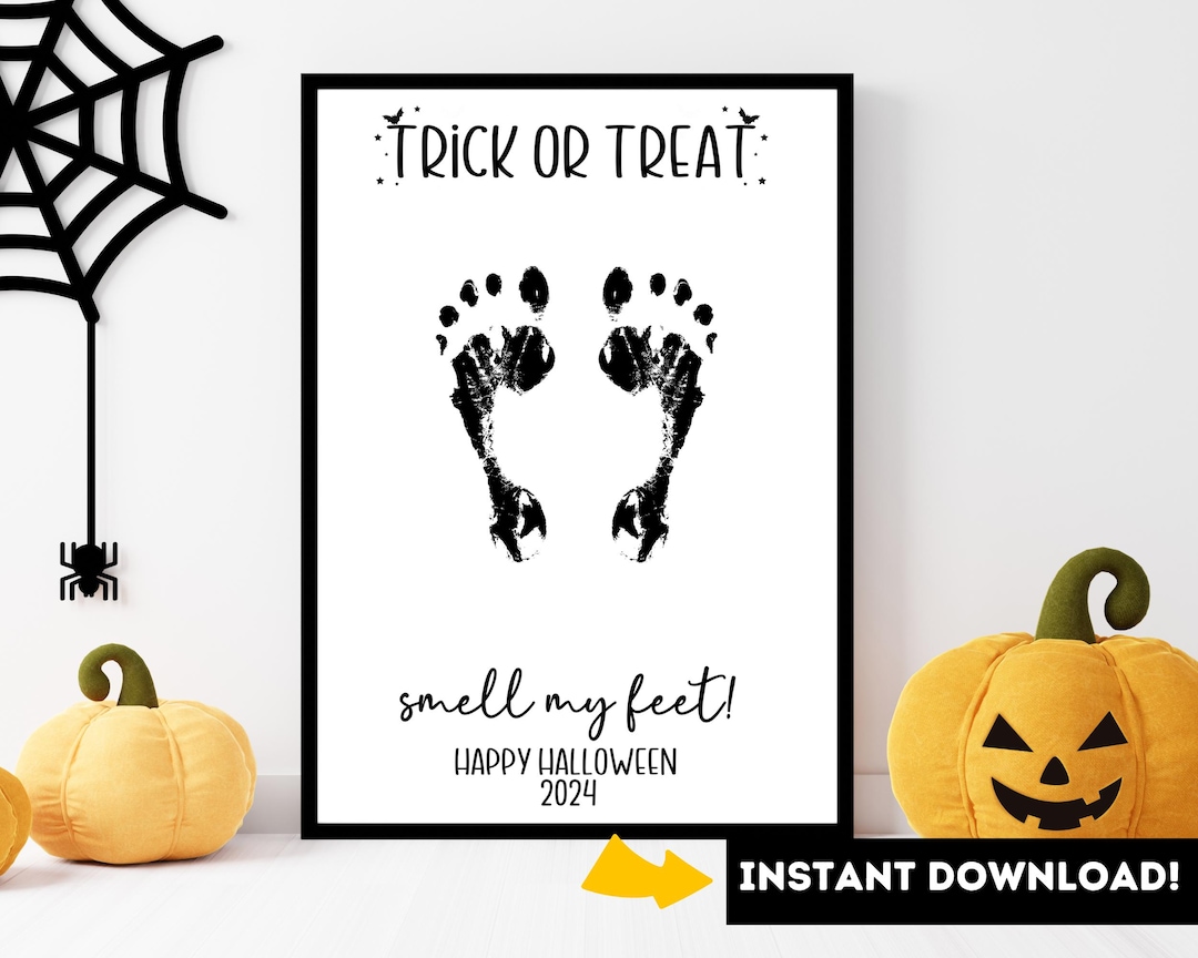 Trick or Treat Smell My Feet Printable, Halloween Footprint Art Craft ...