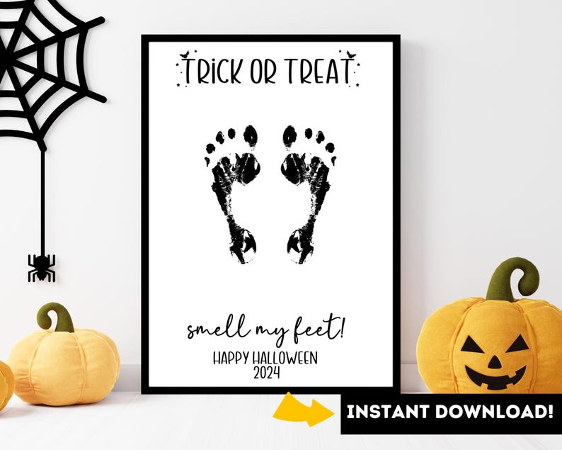 Trick or Treat Smell My Feet Printable, Halloween Footprint Art Craft ...